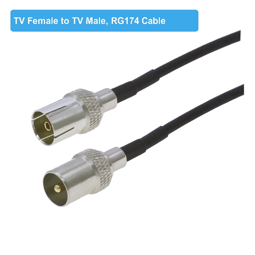ТВ-кабель RG174 TV F to TV M, 50CM