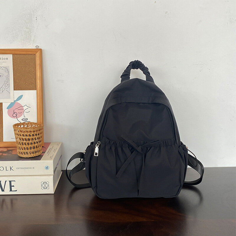 Рюкзак, корейский нишевый дизайн, черный, нейлон, для путешествий, легкий, универсальный, большой емкости