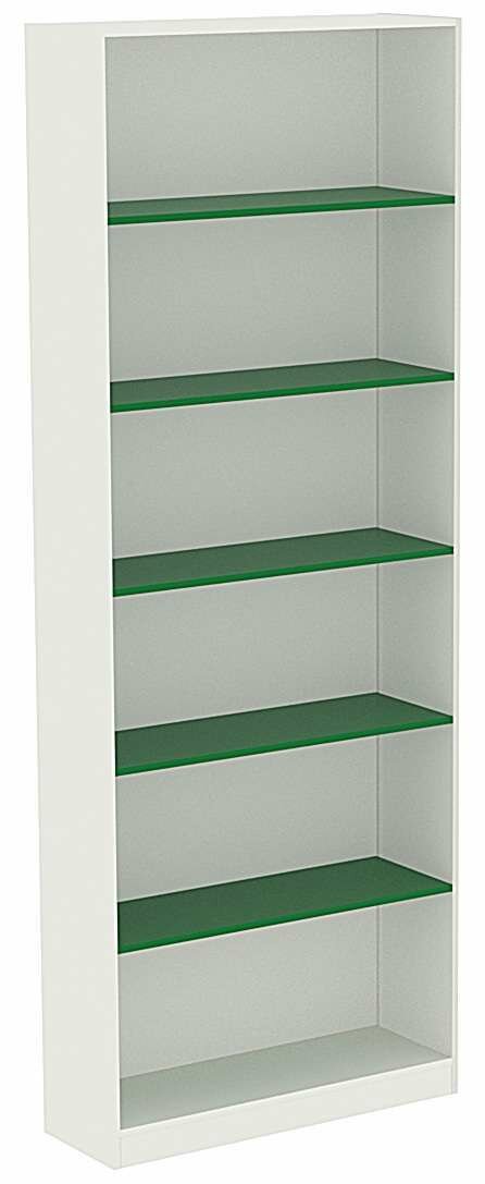 Высокий стеллаж с прямоугольными полками для аптеки ИЗУМРУД-ВС-1-300