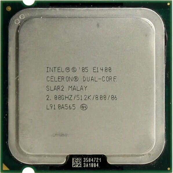 Процессор Intel Celeron Dual Core E1400 (HH80557PG041D) OEM - LGA 775, 2 x 2 ГГц, L2 - 512 КБ, DDR3, TDP 65 Вт