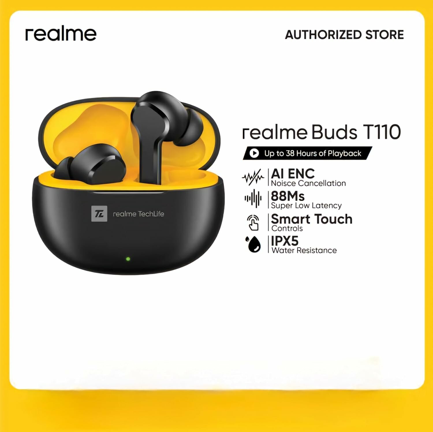 Беспроводные наушники с шумоподавлением - Realme Buds T110 - черный
