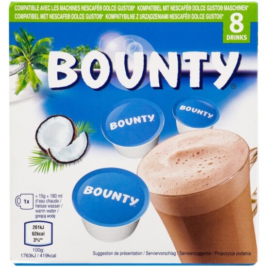 Горячий шоколад Mars в капсулах Bounty 8 шт по 15 г (для кофемашин Dolce Gusto)