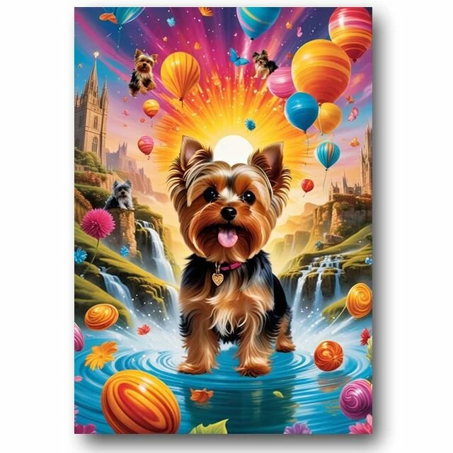 Алмазная картина "Бигль, Ши-тцу, Померанский шпиц" алмазная огранка 40х50 см,40X50CM, белый