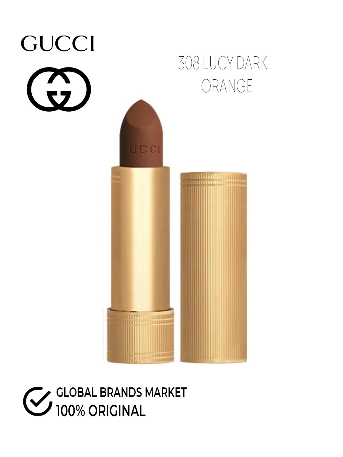 GUCCI Матовая губная помада Beauty Rouge a Levres Matte, 308 LUCY DARK ORANGE