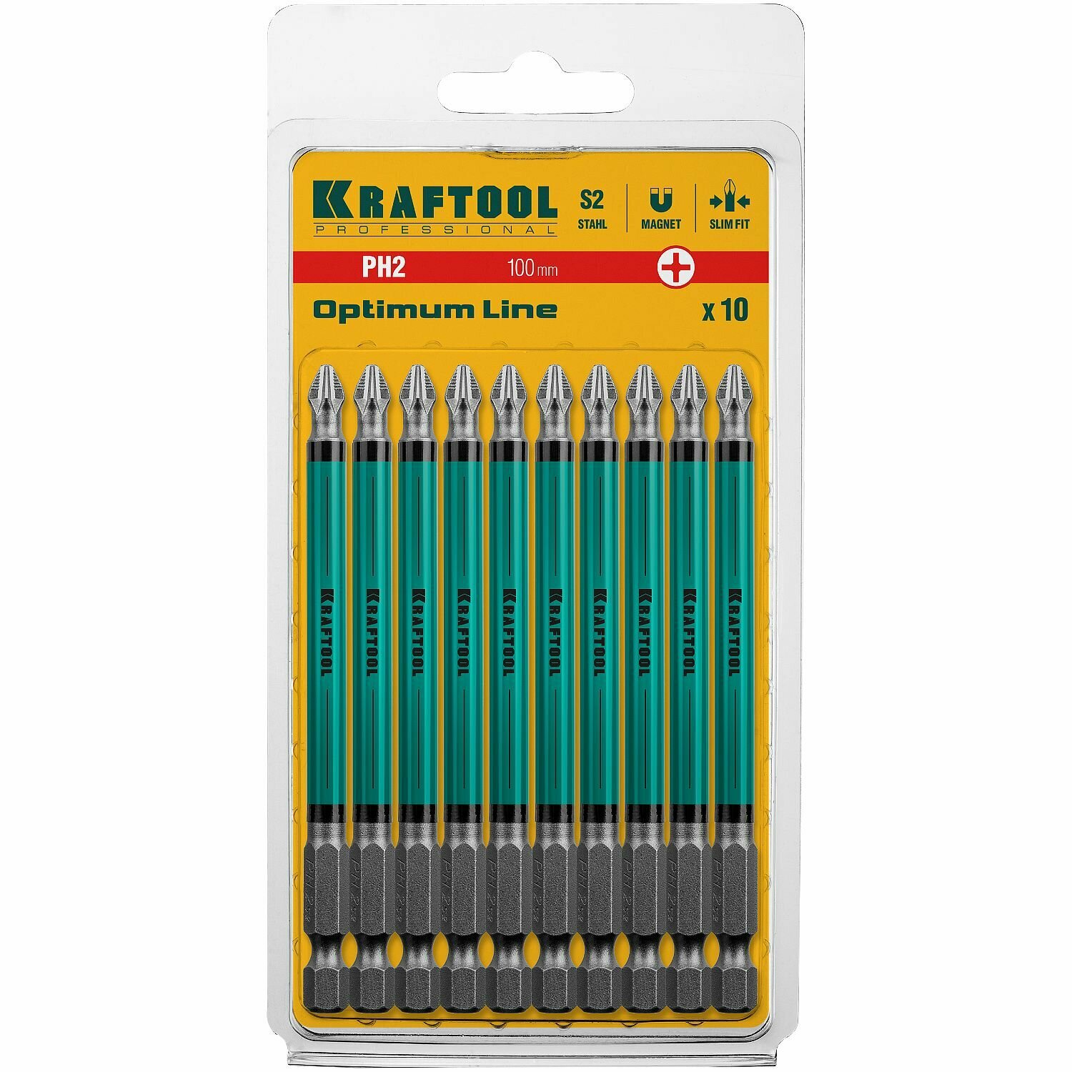 Бита KRAFTOOL PН2 100мм E1/4" 10шт (26122-2-100-10)