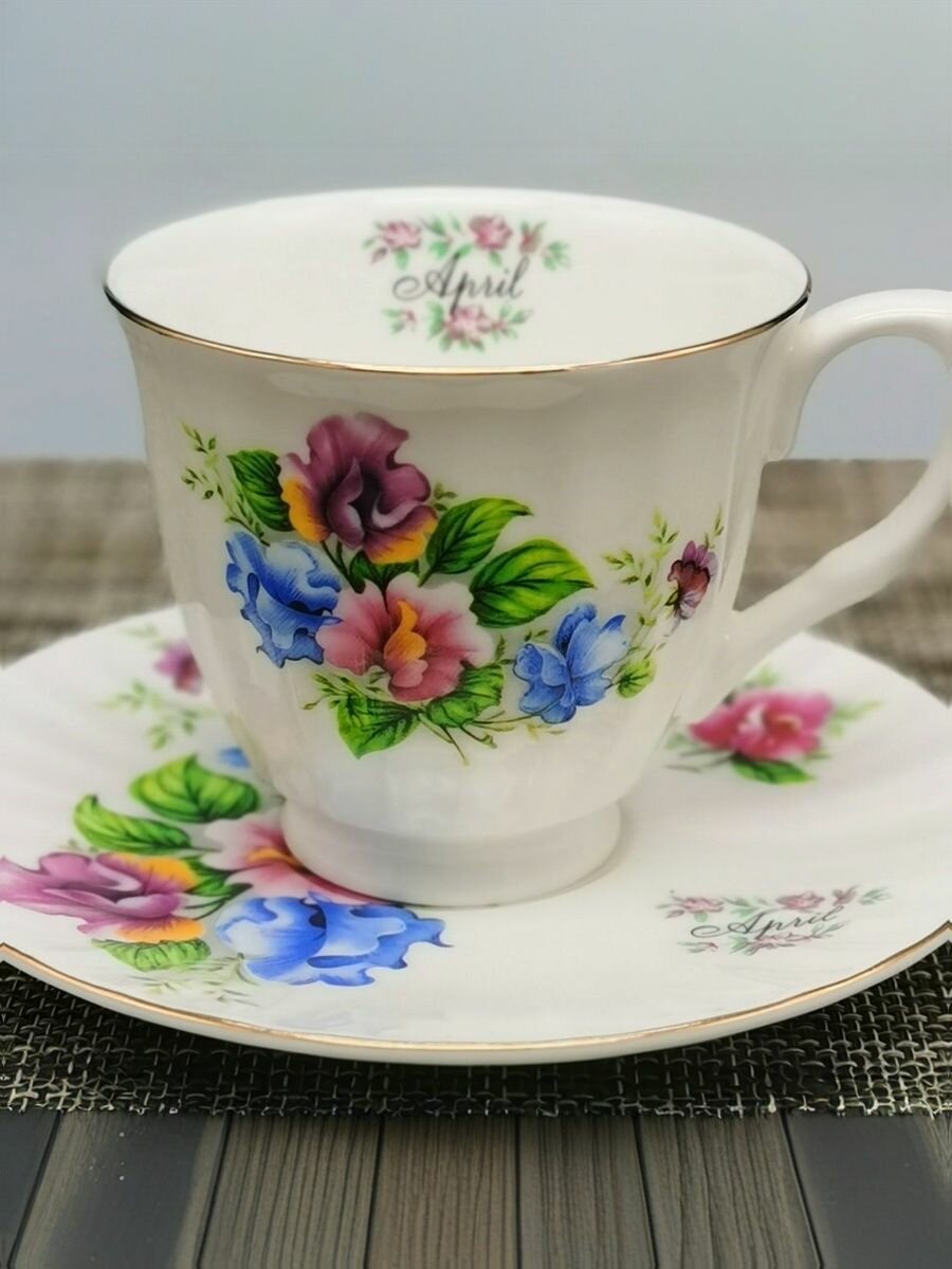 1 чашка и 1 тарелка костяного фарфора