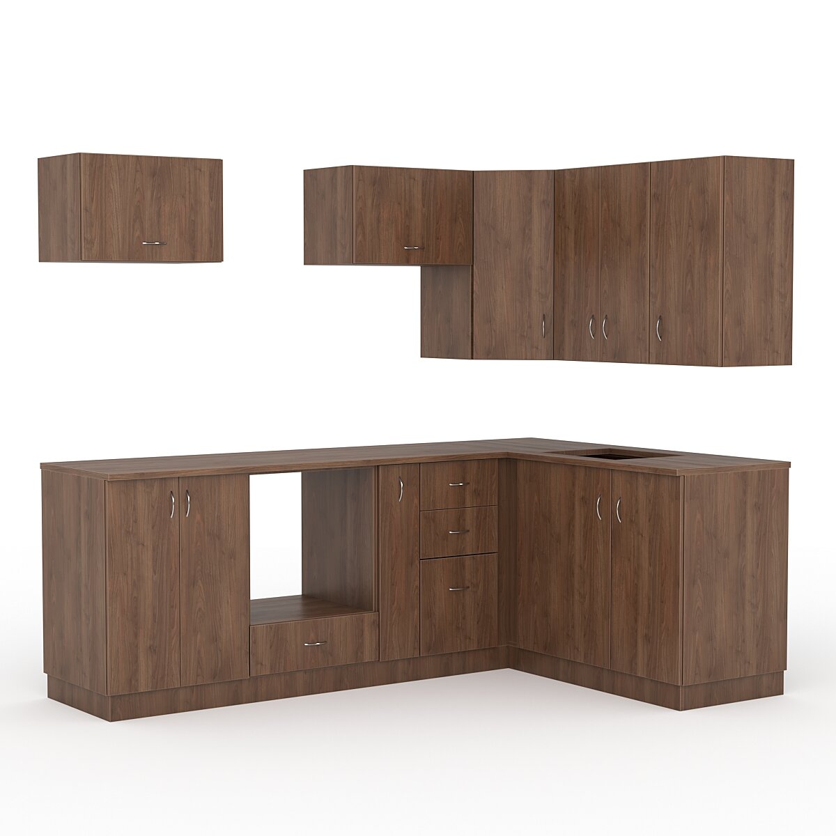 Кухонный гарнитур со столешницей 25мм №4А, Орех. Производитель товара - компания Westcom.