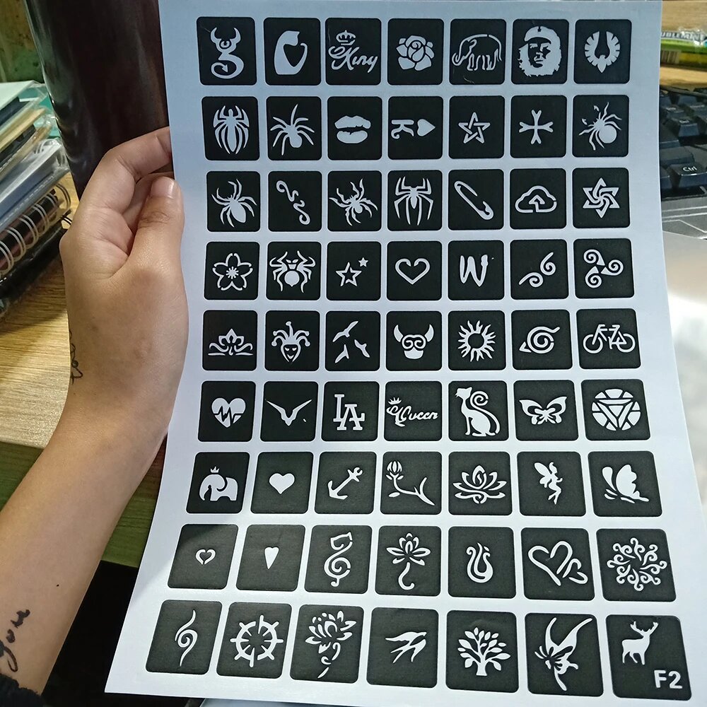 Трафареты для татуировок с блестками ATOMUS