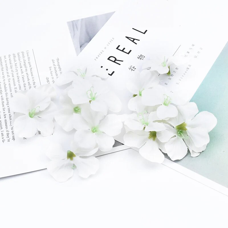 Искусственные шелковые цветы вишни, 20 шт Белый, 1