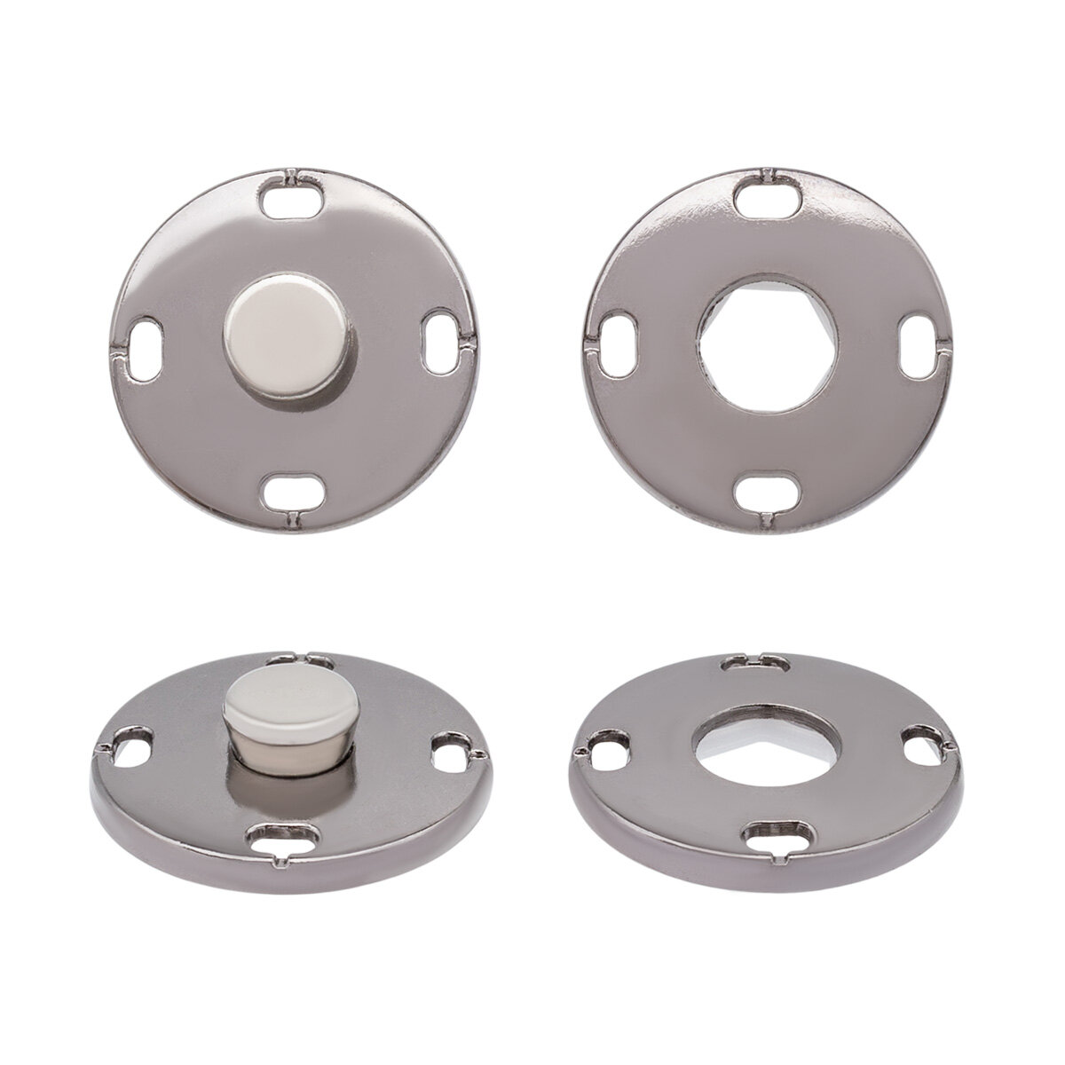 Кнопки для одежды, пришивные, металлические, 21 мм (никель), 10 шт, KN11