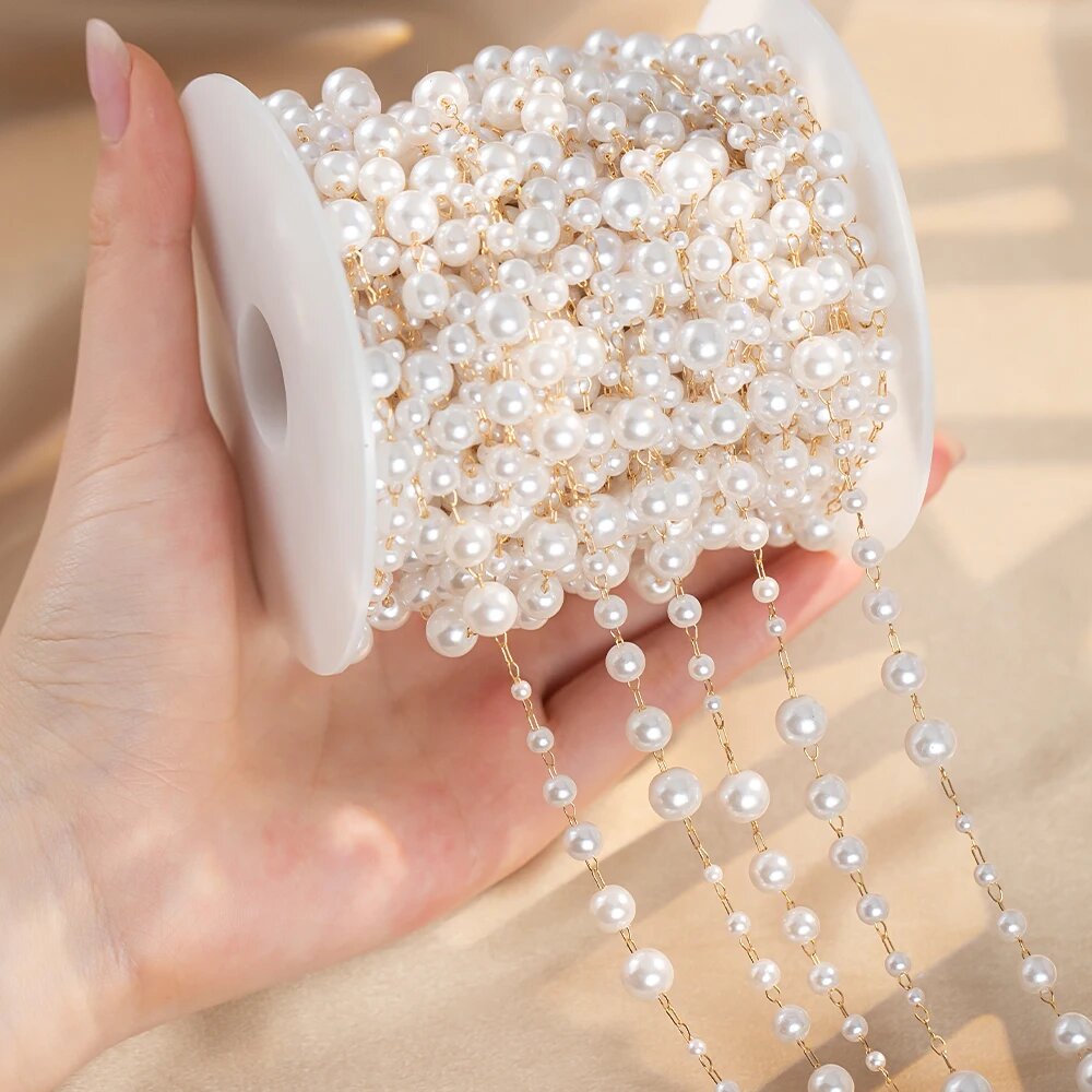 Цепочка из бисера MINGXUAN с искусственным жемчугом 1meter, 3