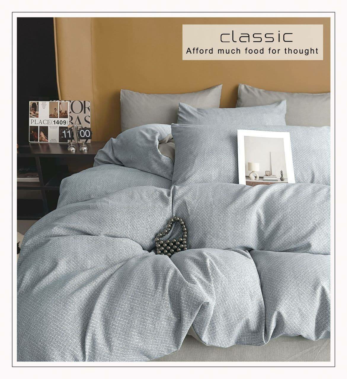 Комплект постельного белья Mency Евро, Египетский хлопок, Светло-серый