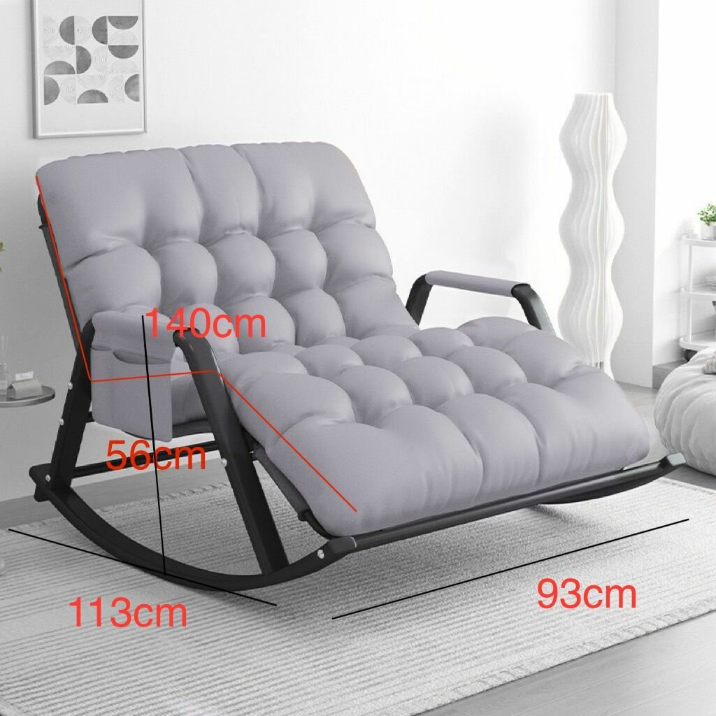 Кресло-качалка с функцией встряхивания и металлическим каркасом для уютного отдыха дома с мягкой обивкой