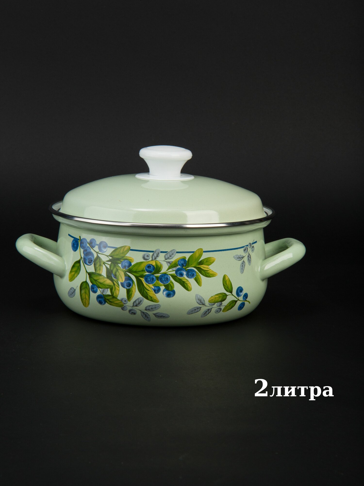 Кастрюля эмалированная 2 литра с рисунком