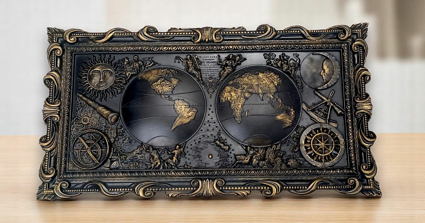 Панно, картина, барельеф Карта мира из гипса, винтаж