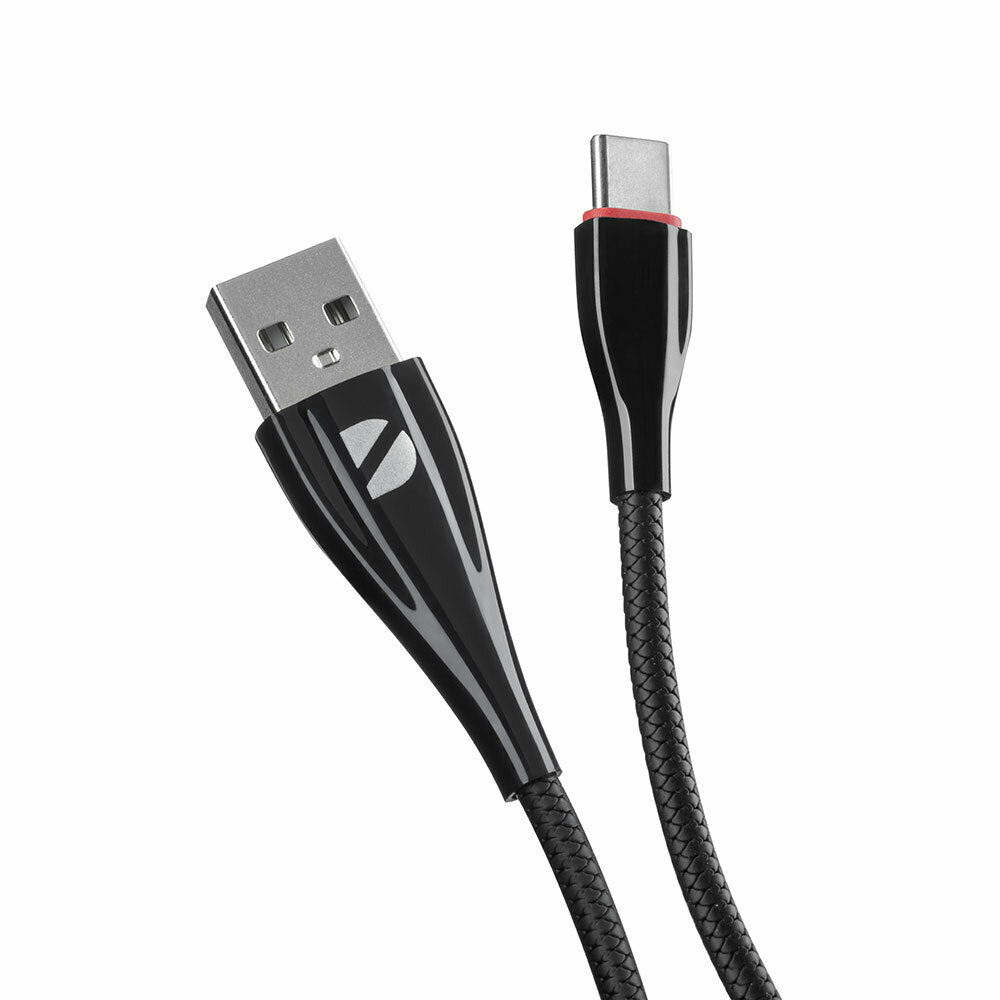 Кабель для зарядки Ceramic USB - Type-C, 1м, черный, Deppa 72288