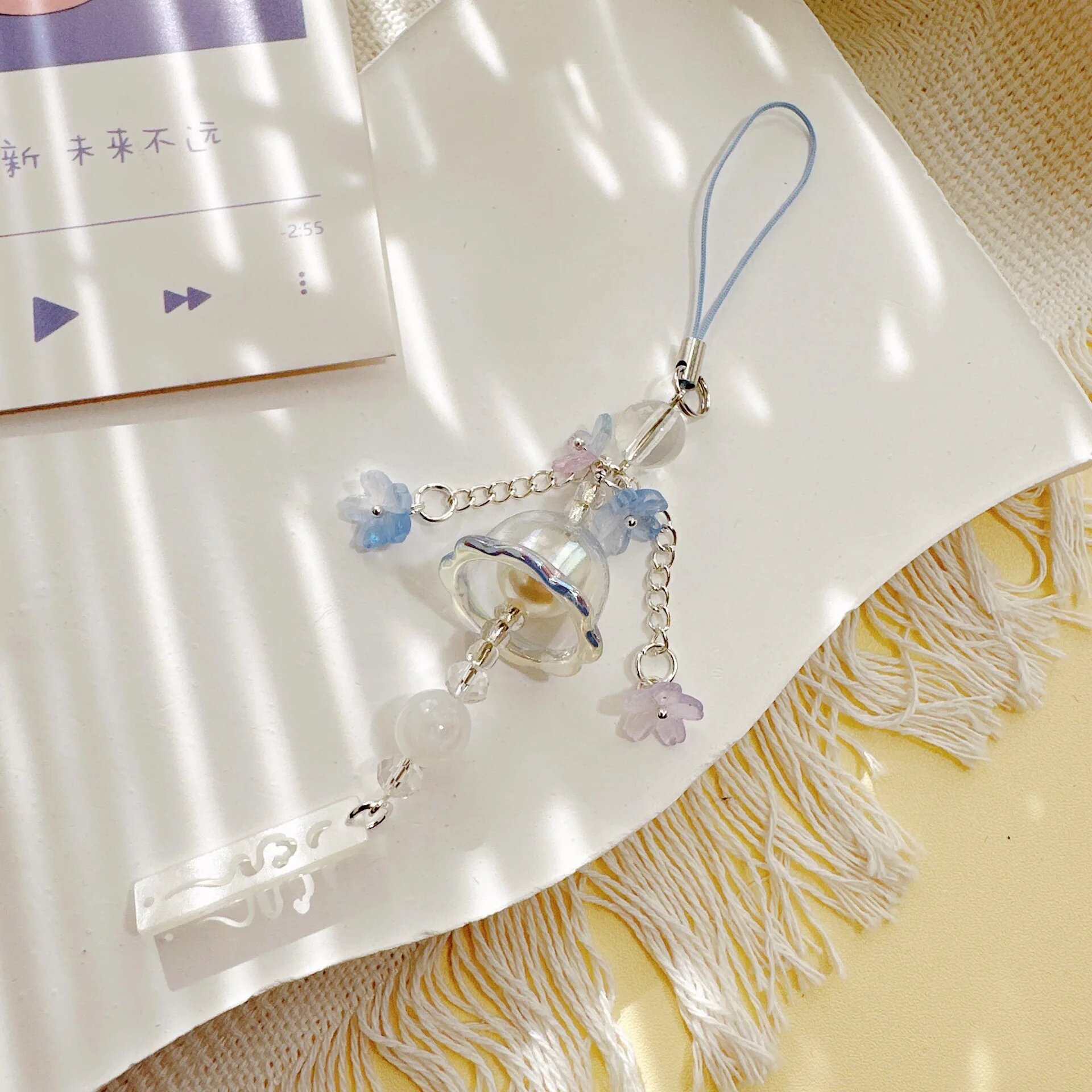 Y2K Фиолетовый Клевер Медуза Брелок Колокольчики Звезда Сердце Бисер Брелок для Телефона Камера BUL