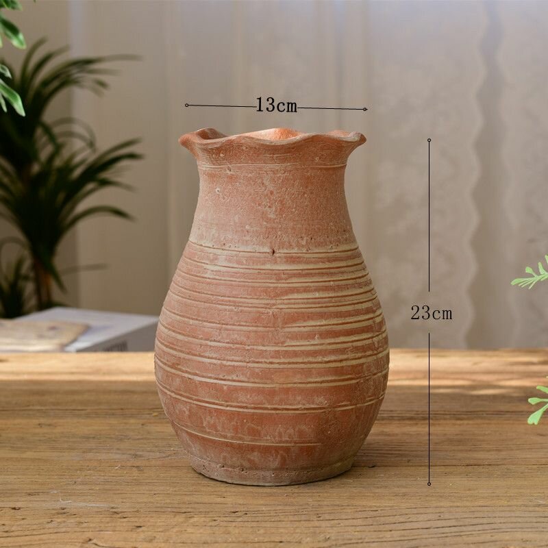 Вазы ручной работы из грубой керамики в стиле ретро, декоративные керамические горшки, глиняные кувшины