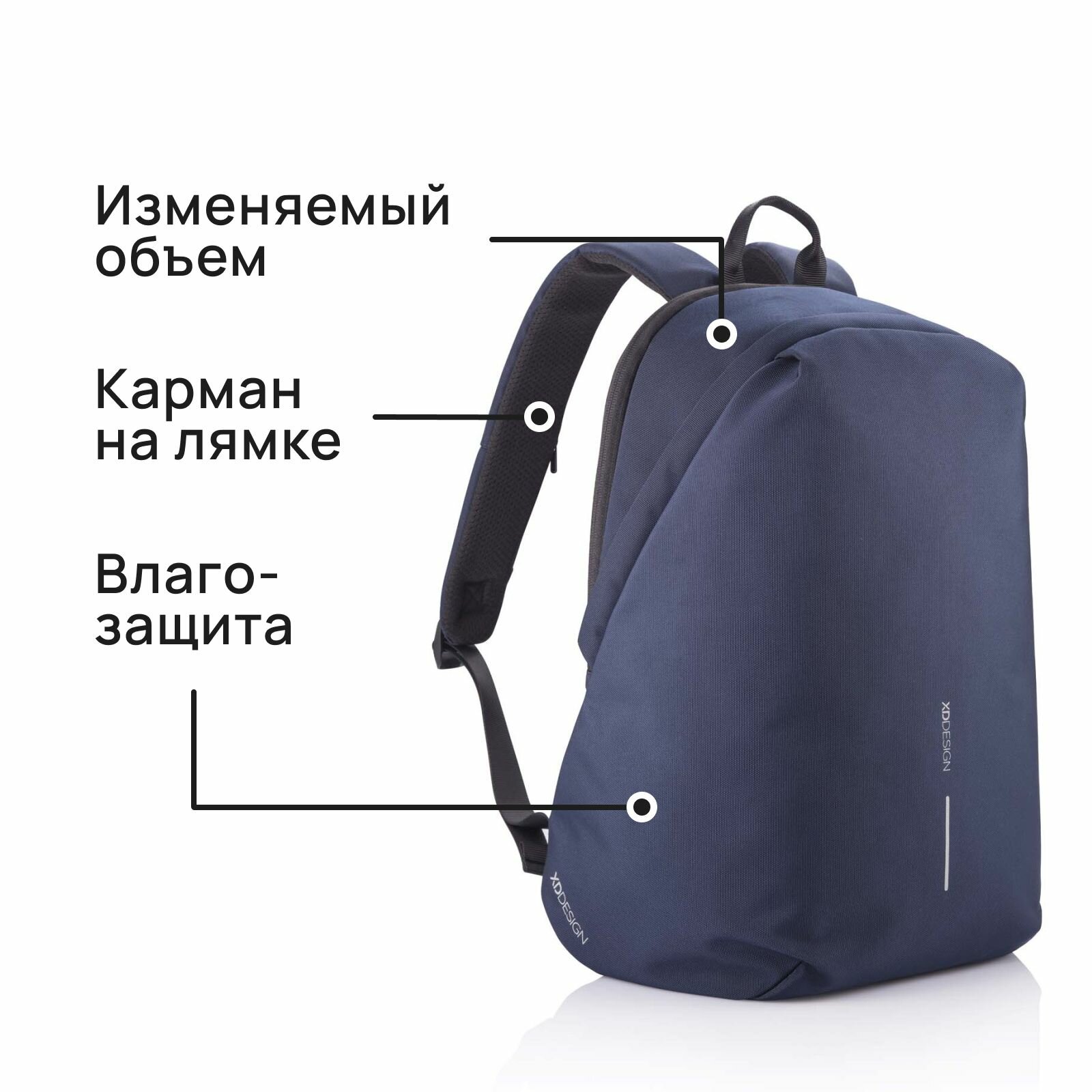 Рюкзак XD Design Bobby, для ноутбука до 15.6", с карманом на спинке