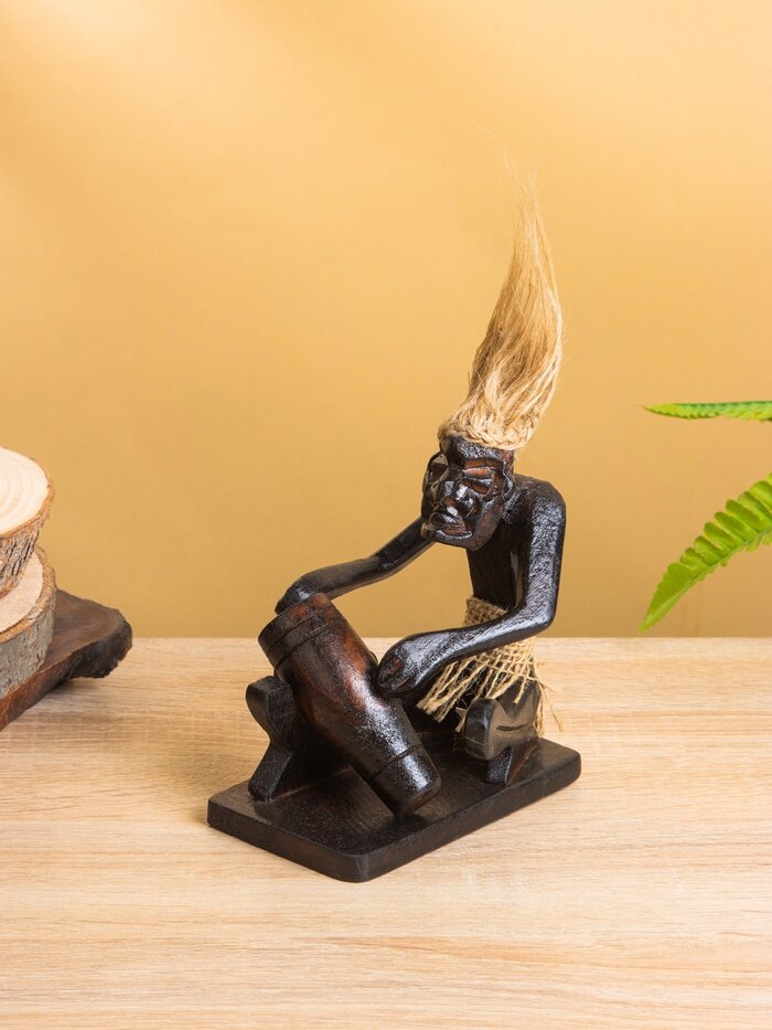 Сувенир «Абориген музыкант», 12×8×14 см, дерево