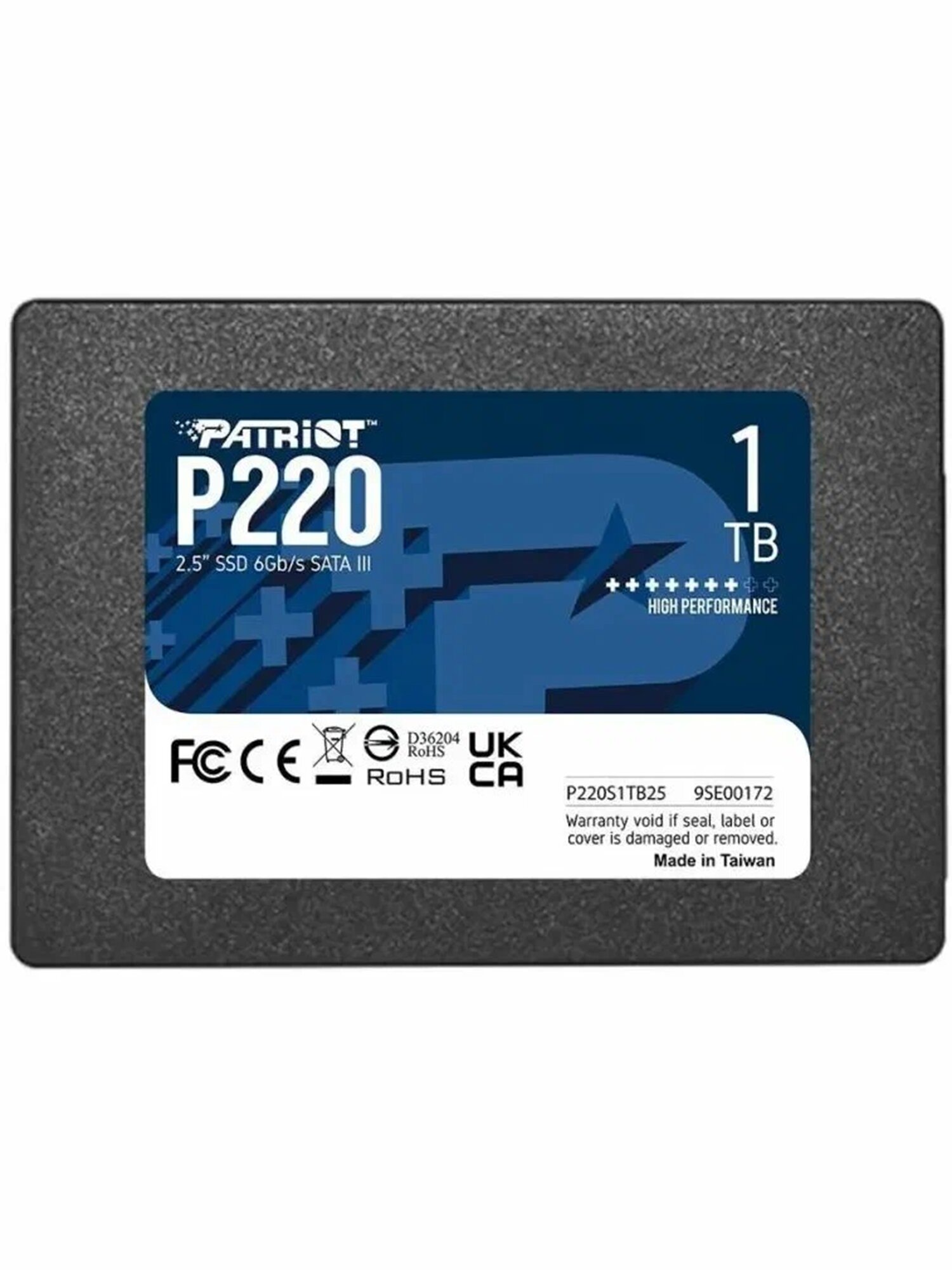 Накопитель SSD Patriot Memory P220S1TB25 2.5", 1000ГБ, 3 бит TLC, 3D NAND, TLC, SATA III