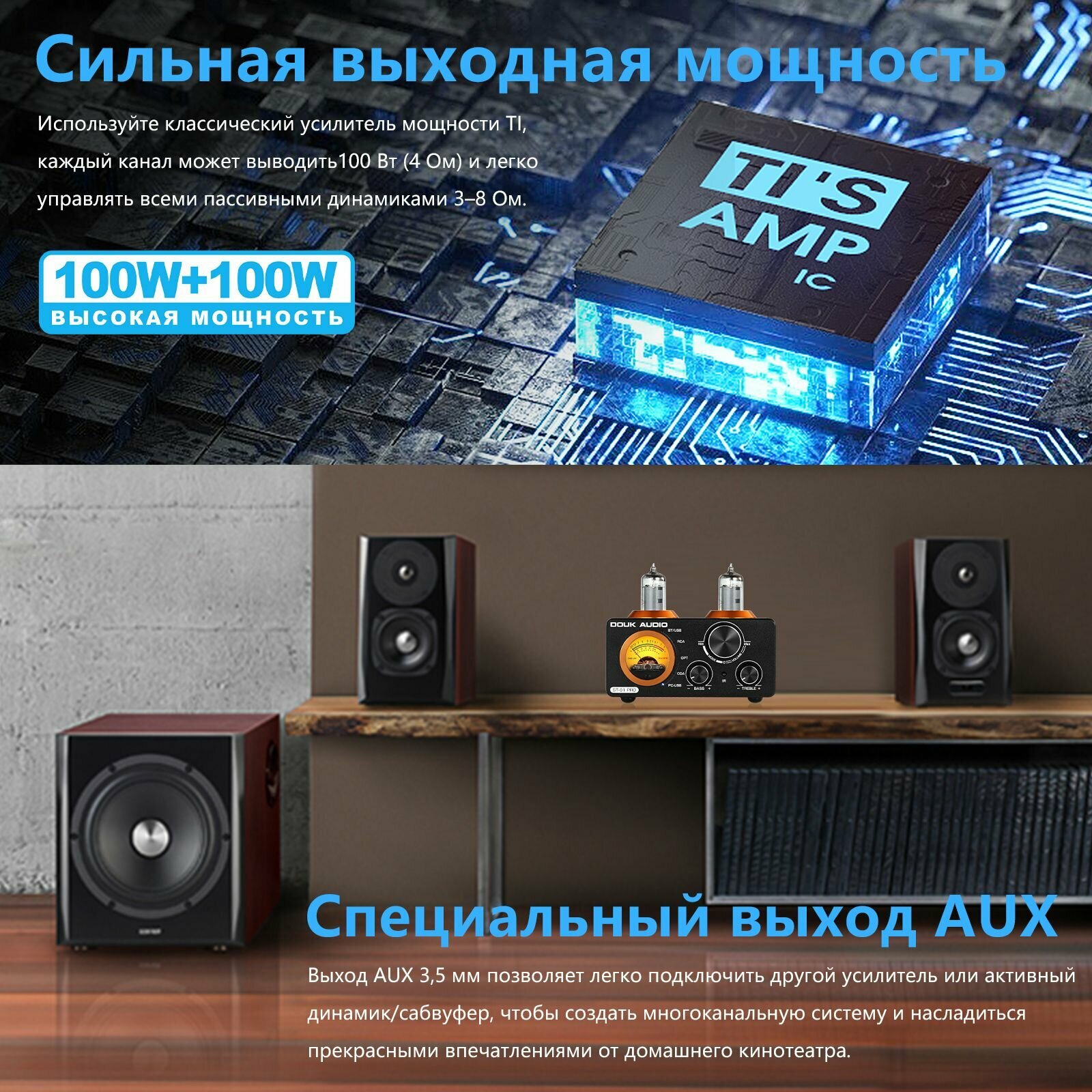 Douk Audio ST-01 PRO Hi-Fi Bluetooth 5,0 ламповый усилитель USB ЦАП стерео приемник COAX/OPT домашний аудио цифровой усилитель с измерителем уровня громкости 100 Вт + 100 Вт