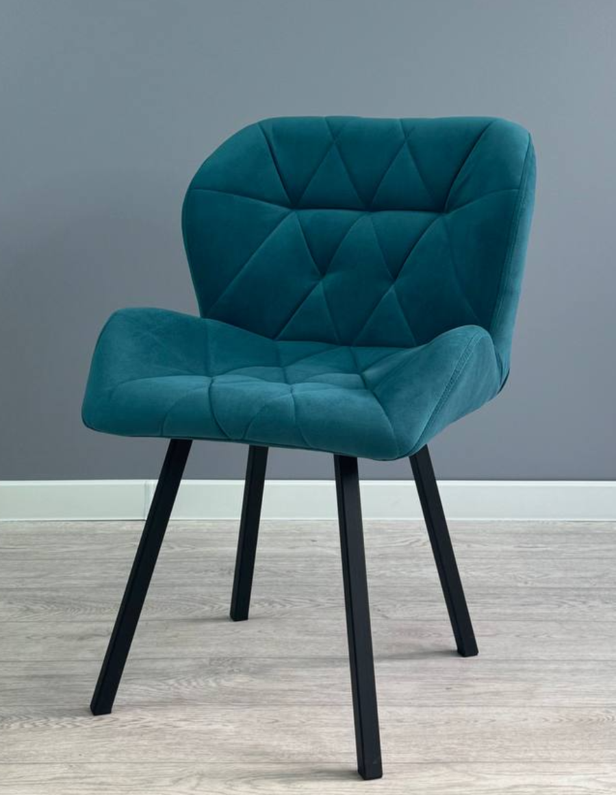 Мягкий стул мастера со спинкой, стул клиента на ножках, FitBest, велюр, сине-зеленый