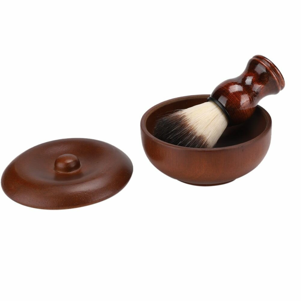 Мужской набор для бритья: крем мыло для бороды, высокая качество, новая деревянная чаша с крышкой и мягкая щетка