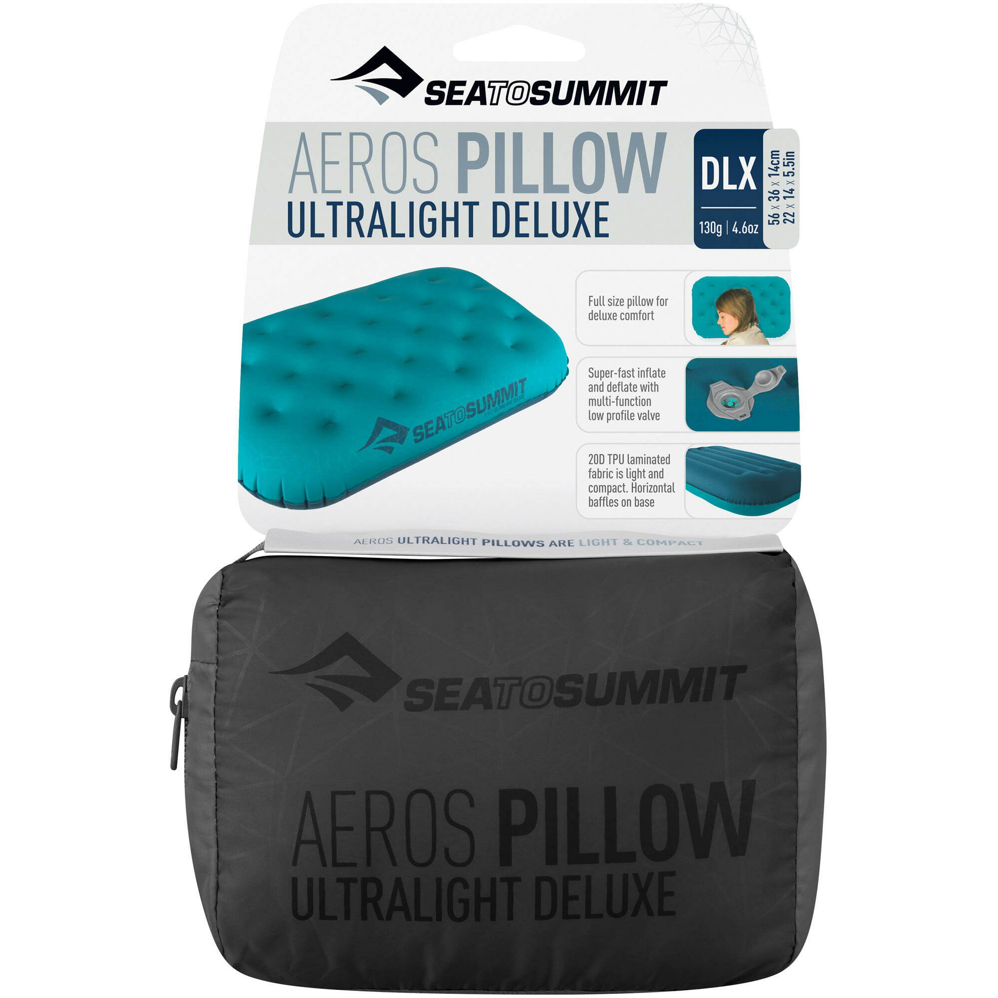 Decathlon Подушка туристическая надувная Sea To Summit Aeros Pillow Ultralight, 39x29x11 см, серая