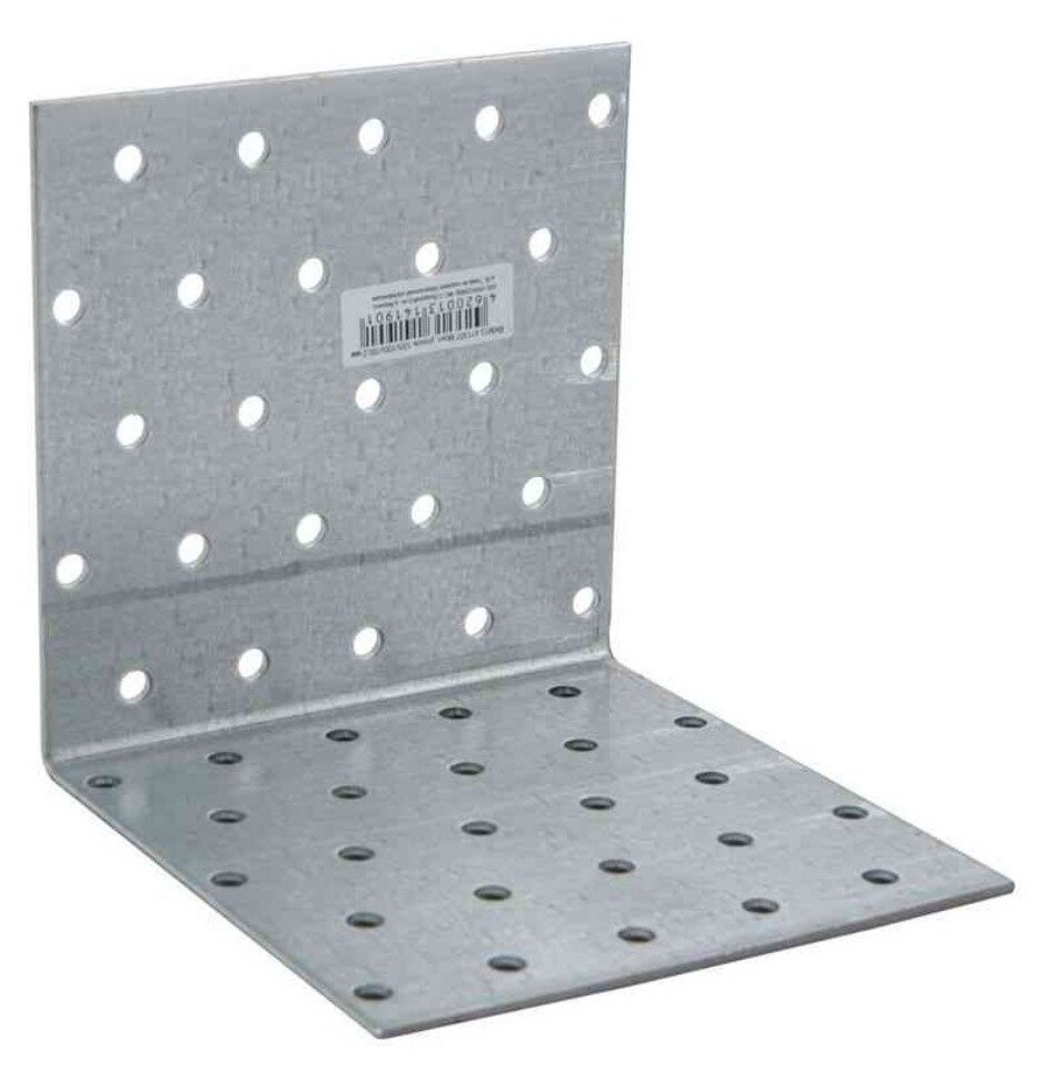 Крепежный уголок Rock Solid Connection / Рок Солид Конекшн перфорированный, из оцинкованной стали, серый, 100х100х100х2мм / строительство и ремонт