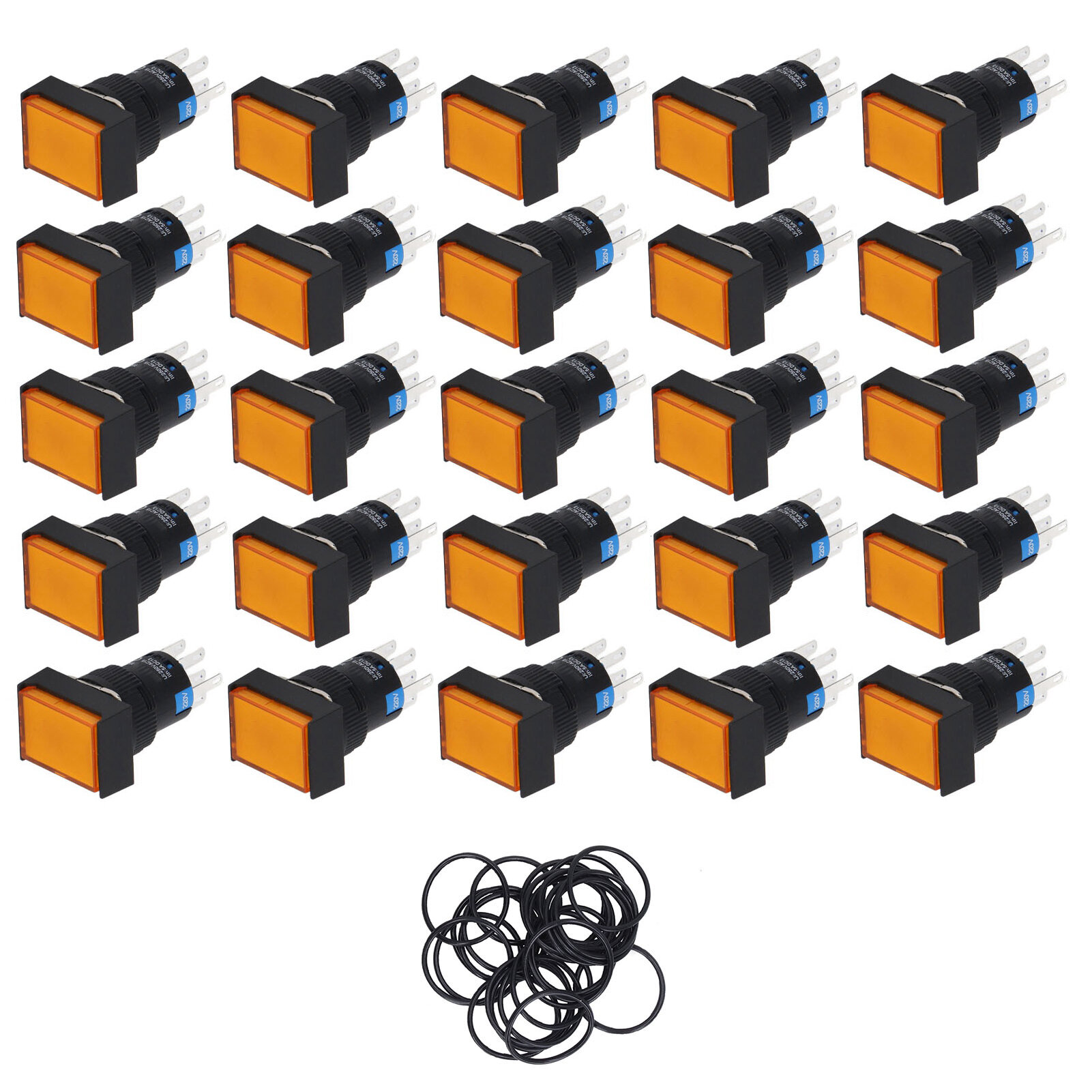 Кнопочный выключатель с самовозвратом 25 шт, 6-контактный, ABS, 220В