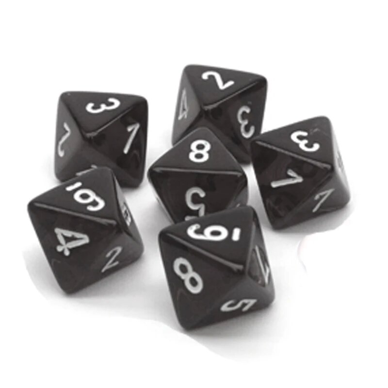 10 шт, 10 цветов, 1-8 номер, 8-сторонние игральные кости D8, многогранные игральные кости для DND, вечерние настольные настольные игры, набор кубиков, акрил 1,6 см
