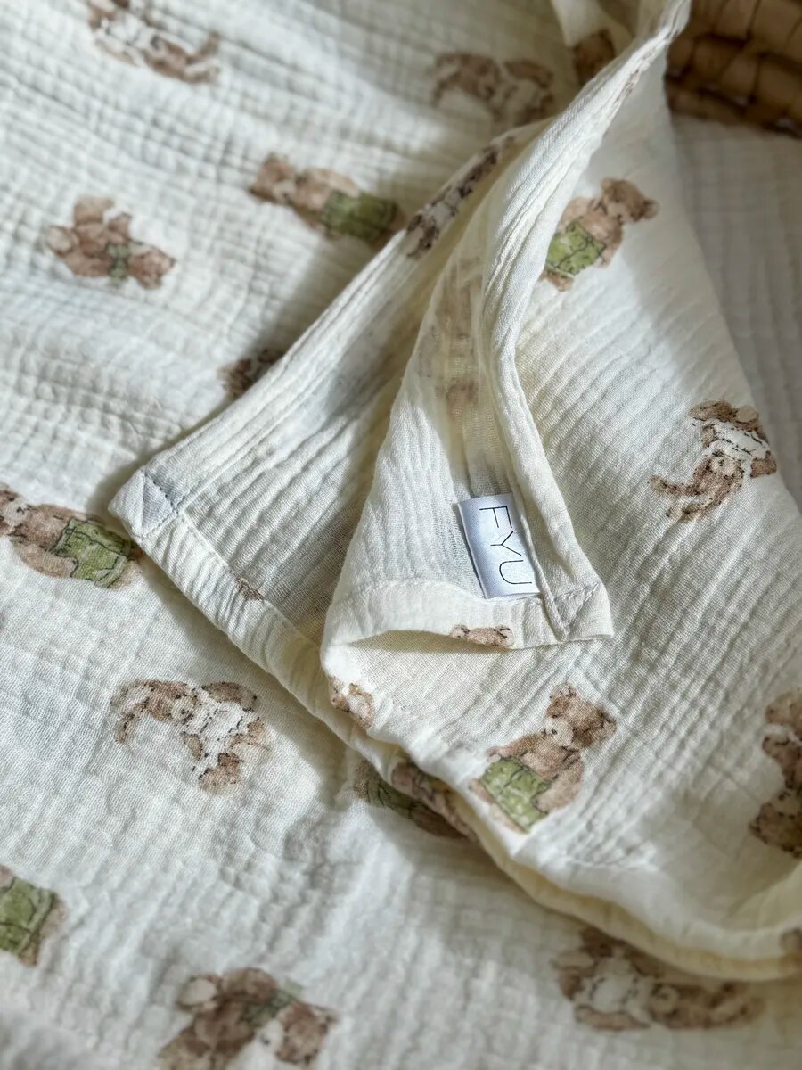 Муслиновая пеленка для новорожденных большая 135х95 двухслойная