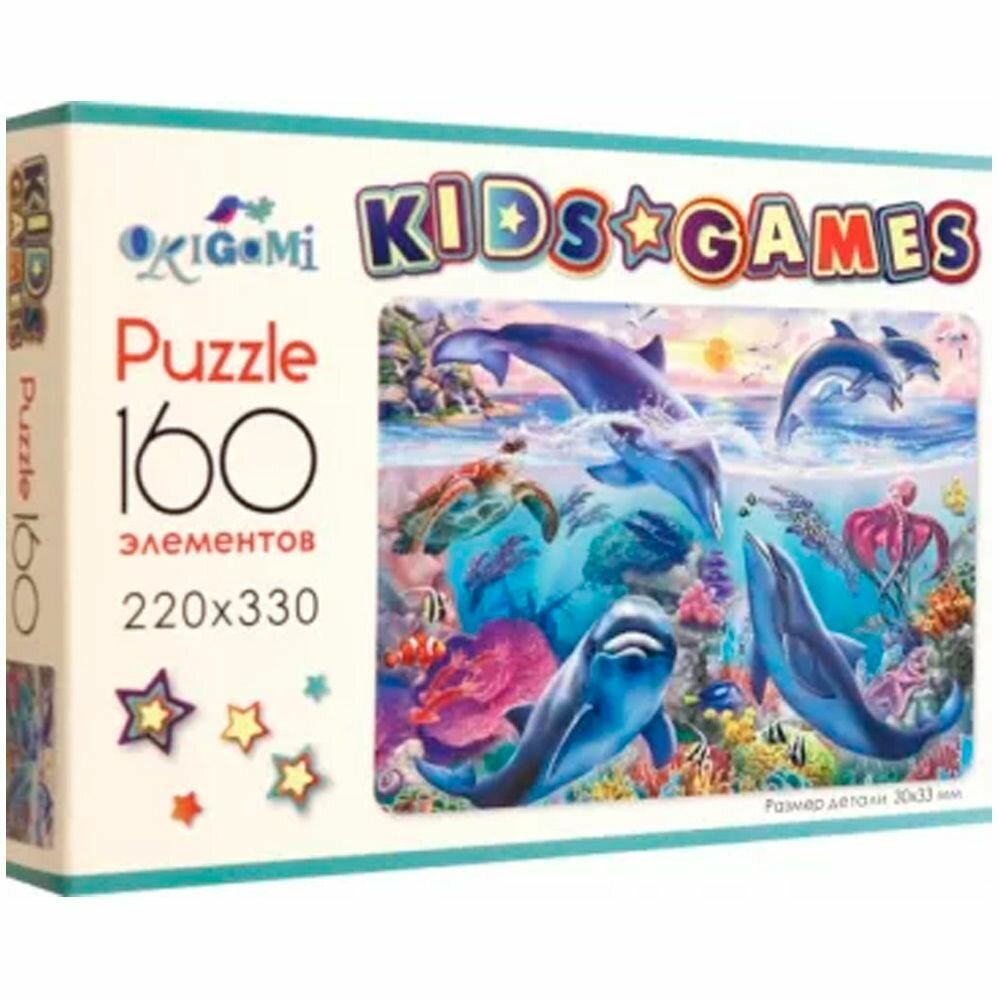 Пазлы Оригами Kids Games, Дельфины, 160 деталей