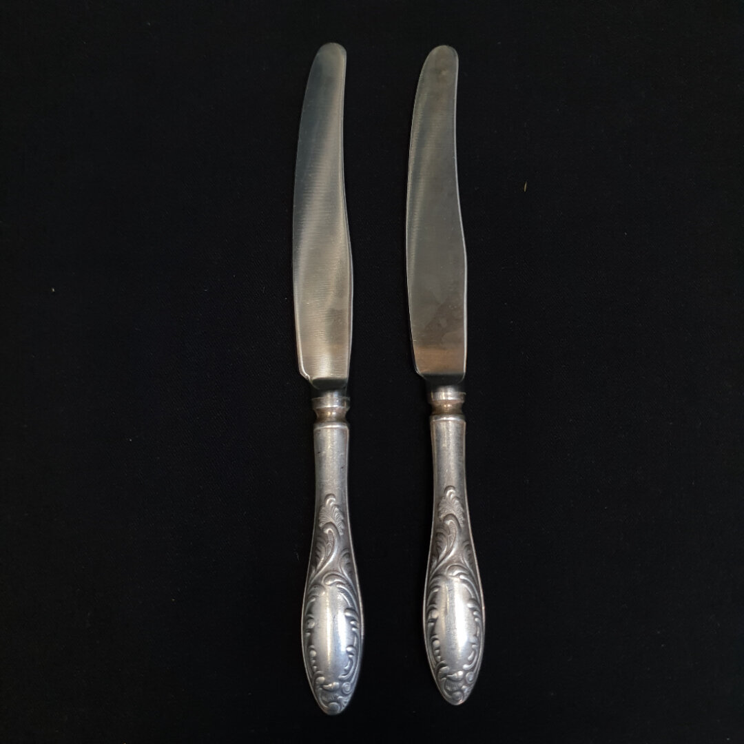 Набор из 2 столовых ножей "Плямя", МНЦ, винтаж СССР