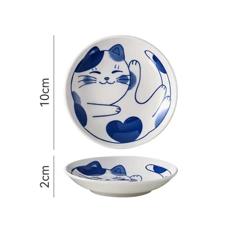 Керамическая тарелка DIVEDEER с рисунком Lucky Cat 10 см D