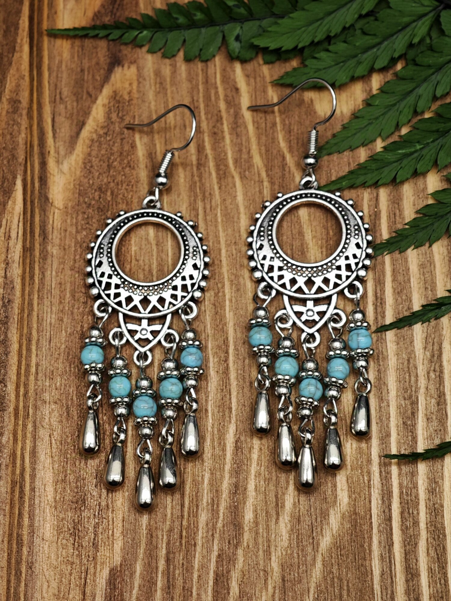 Серьги, бирюза синтетическая, эмаль