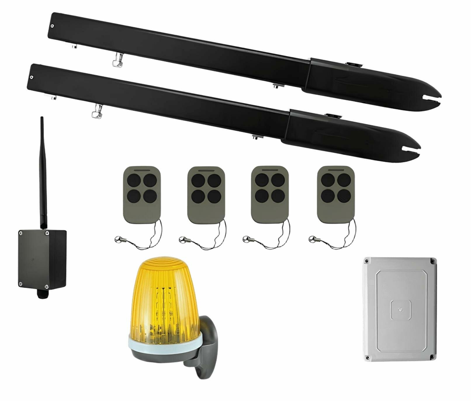 Автоматика для распашных ворот KSW-3000 L-T4-3K-BT, комплект: 2 привода, блок управления, 4 пульта, лампа, Bluetooth-модуль