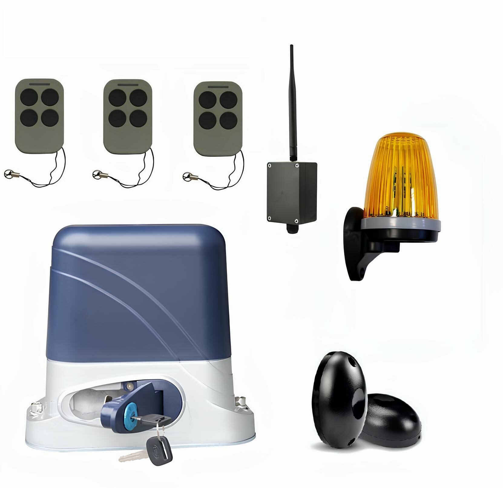 Автоматика для откатных ворот KSL-1300 FULL-3K-BT-Т3, комплект: привод, 3 пульта, Bluetooth-модуль, фотоэлементы, лампа