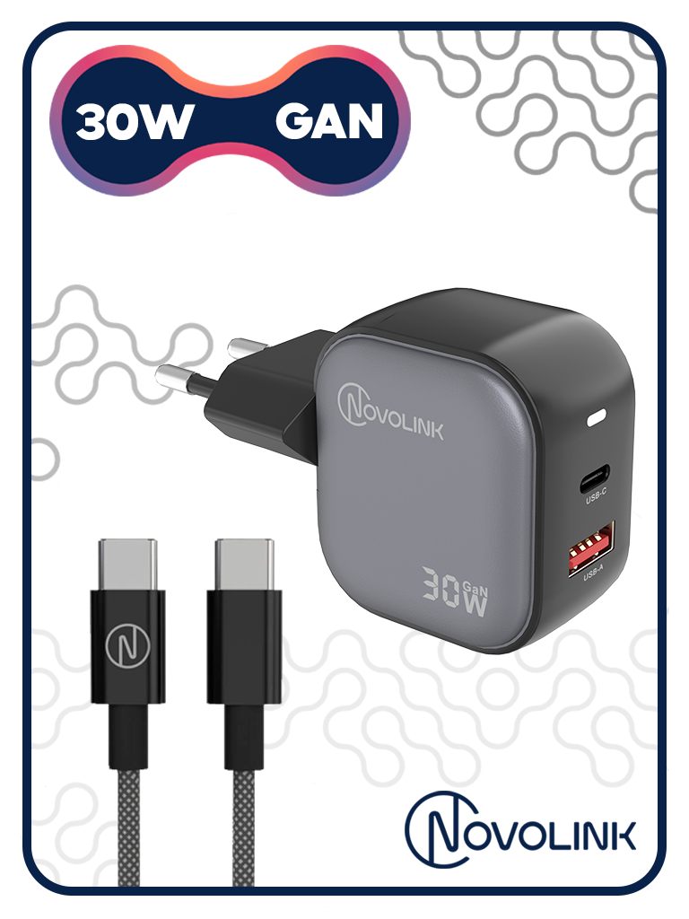 Блок питания GaN 30W Type-C и USB / Зарядка для Iphone / Адаптер быстрой зарядки Type-C