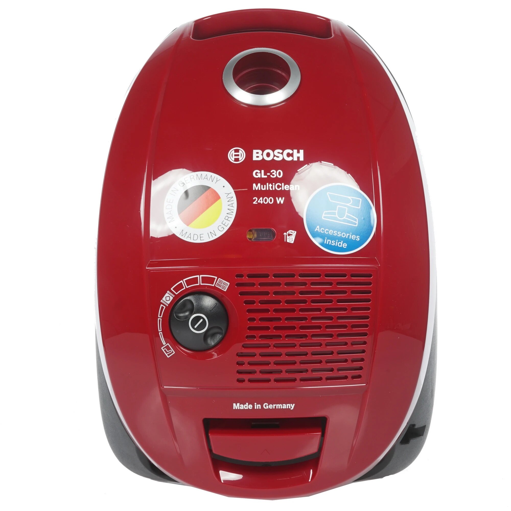 Пылесос проводной Bosch BSGL3MULT3, 3 насадки, 2400 Вт, 4 л, сухая очистка, HiSpin, насадка для ковра, щелевая, красный