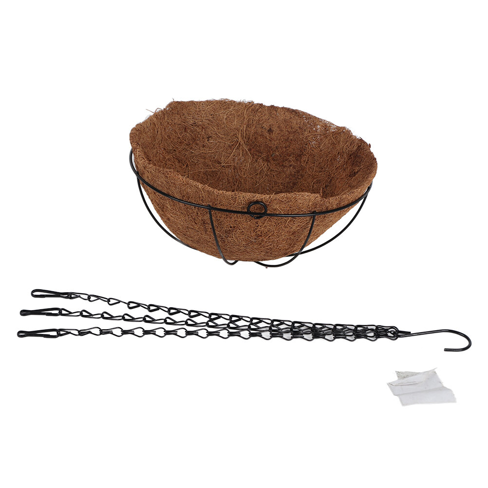 Цветочный горшок с кокосом, подвесная корзина, кованый цветочный горшок, декоративные горшки для сочных растений, настенное крепление, железный садовый горшок для балкона