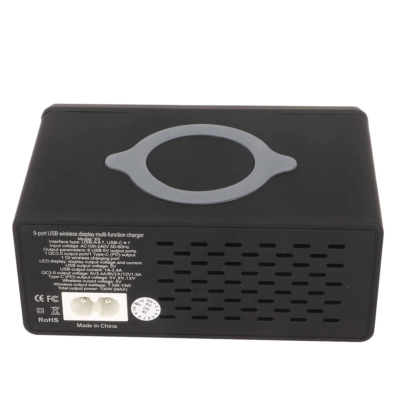 Зарядное устройство USB, 100 Вт, 8-портовая USB-зарядная станция, беспроводное зарядное устройство QC 3.0, PD18 Вт, интеллектуальная совместимая прямая зарядка, 100‑240 В, вилка европейского стандарта