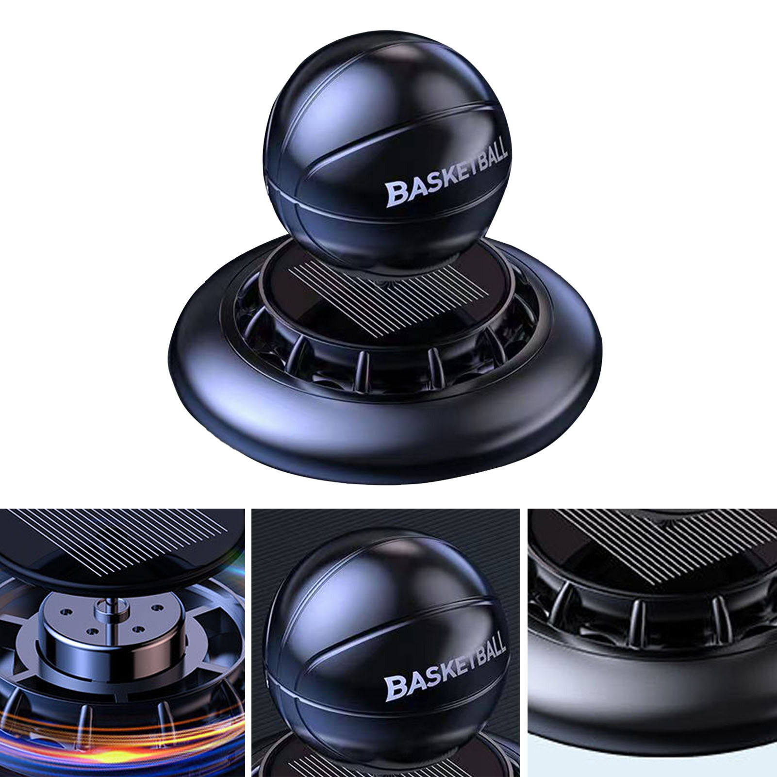 Автомобильный солнечный освежитель, автоматический вращающийся футбольный мяч, прочный сплав, стильный дизайн, автомобильный освежитель воздуха для украшения автомобиля, глянцевый черный