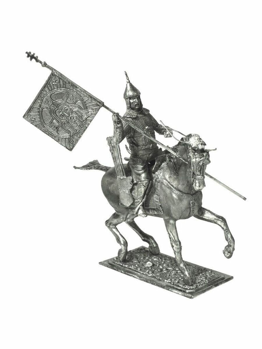 Оловянная фигурка Русский Конный Знаменосец 54 мм масштаб (10-12 см высота) Коллекционный солдатик из олова