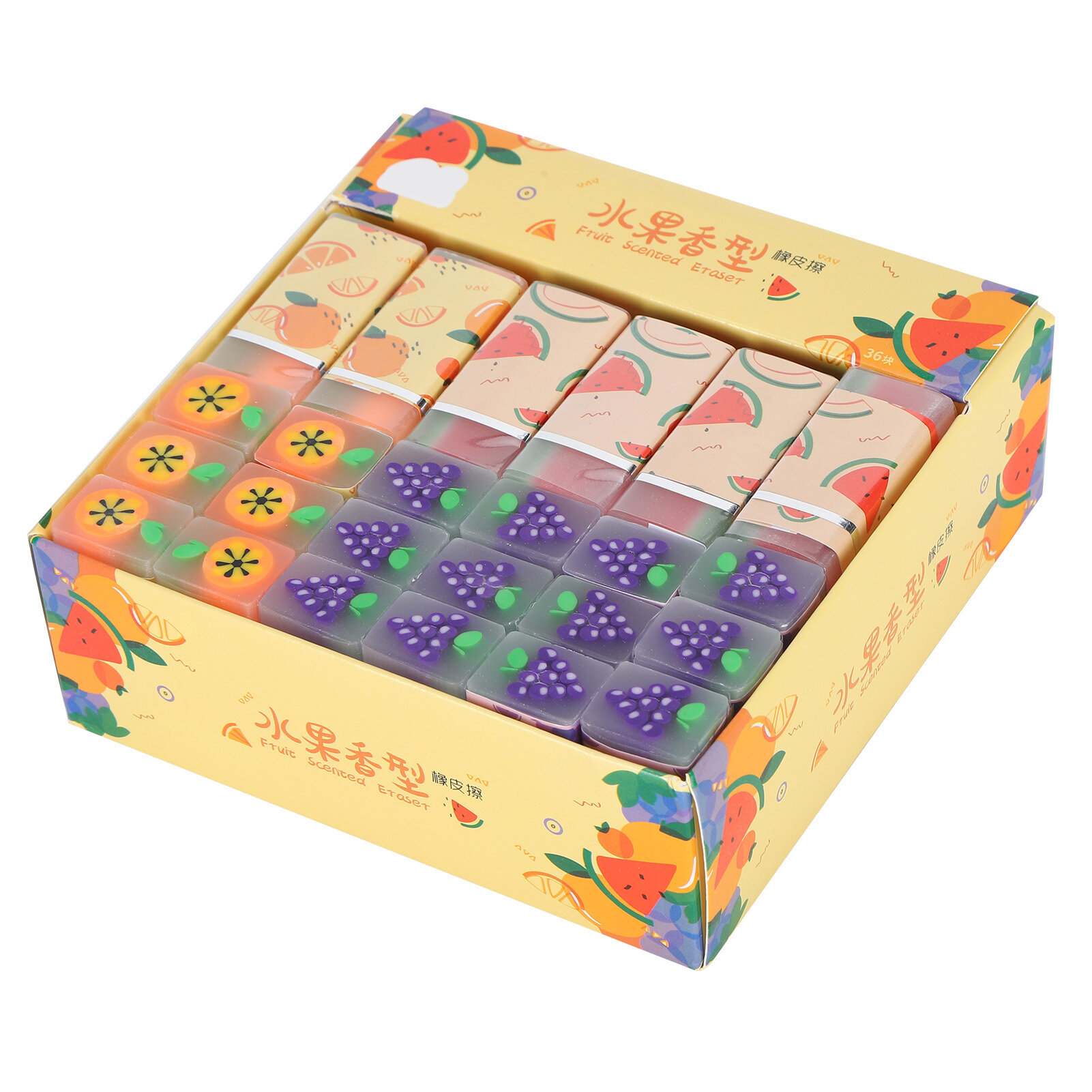 Ластик с мультяшным фруктовым рисунком, ароматный, милый и изысканный набор для детей и студентов.