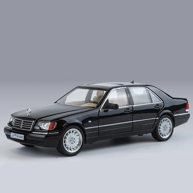1:24 W140 S320 SEL Сплав Ретро Старая модель автомобиля Литье под давлением Металлические классические автомобили Модель автомобиля Звук и свет Коллекция Детские игрушки Подарок, Black