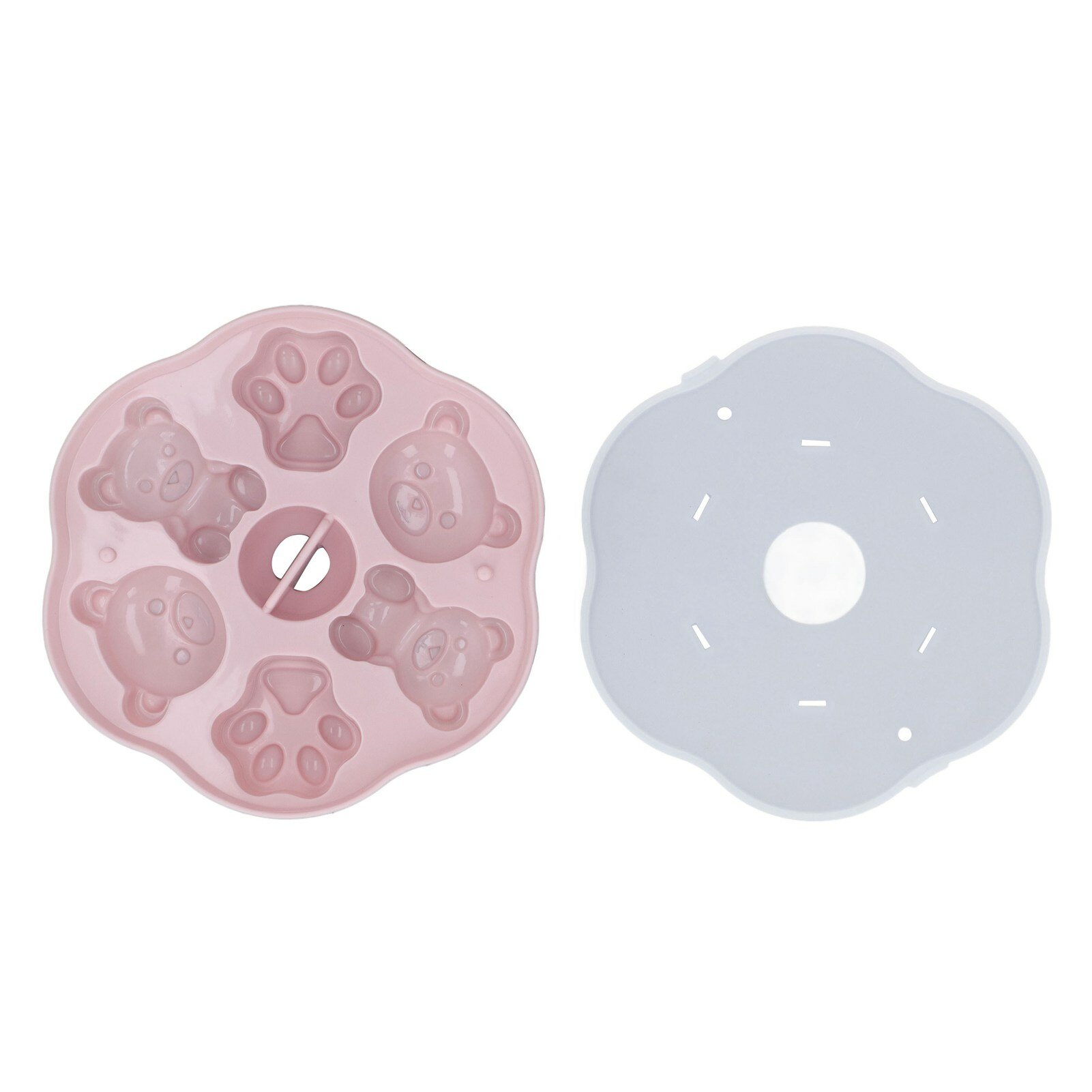 Силиконовая форма для желе с крышкой, в форме милых медвежонка и кошачьих лапок, форма для льда, торта, пудинга, розовая, для домашней кухни