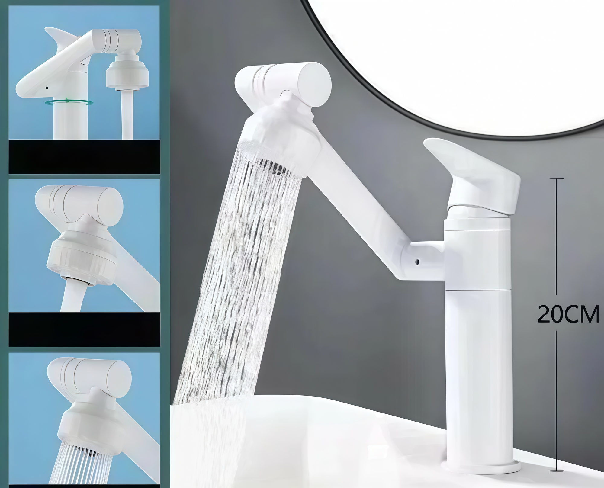 Смеситель для кухни с гибким изливом раковины умывальника кран для ванной мойки поворотный на 360 градусов и аэратор