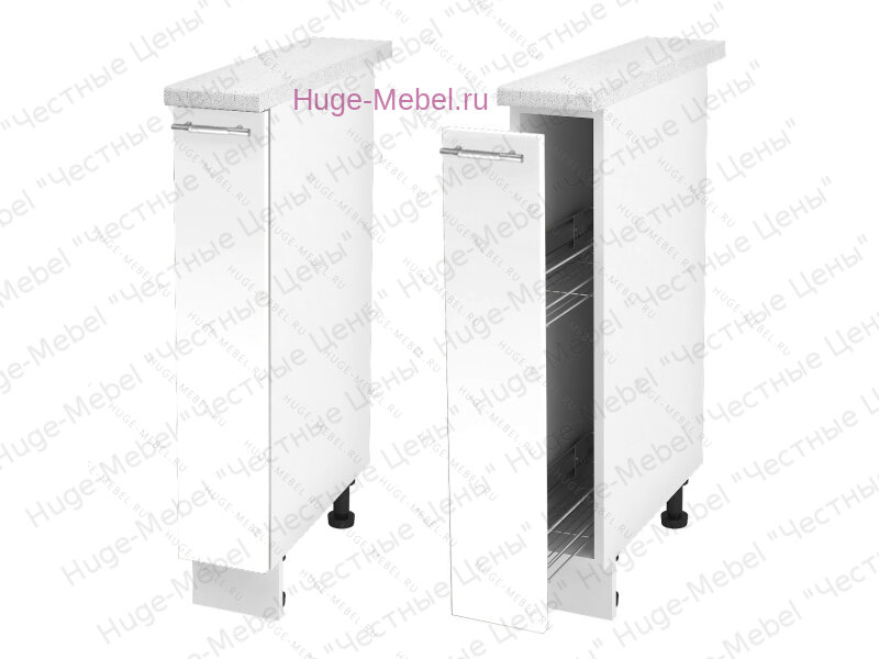 Нижний кухонный шкаф бутылочница 200 Ксения (белый) Huge Mebel . Ширина 200 Высота 820. Кухонные шкафы